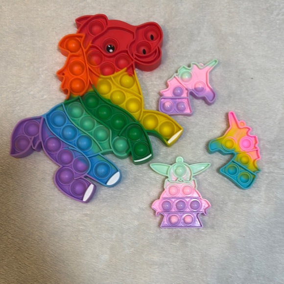 Toys | Rainbow Unicorn Pop It Fidget Toy Set | Poshmark